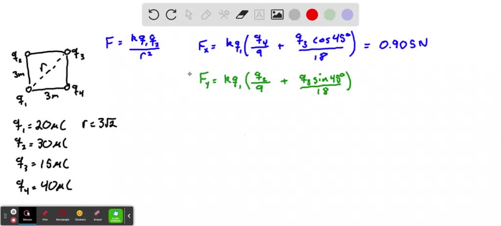 Solved Four Charges Are Located At The Corners Of Square Of Side