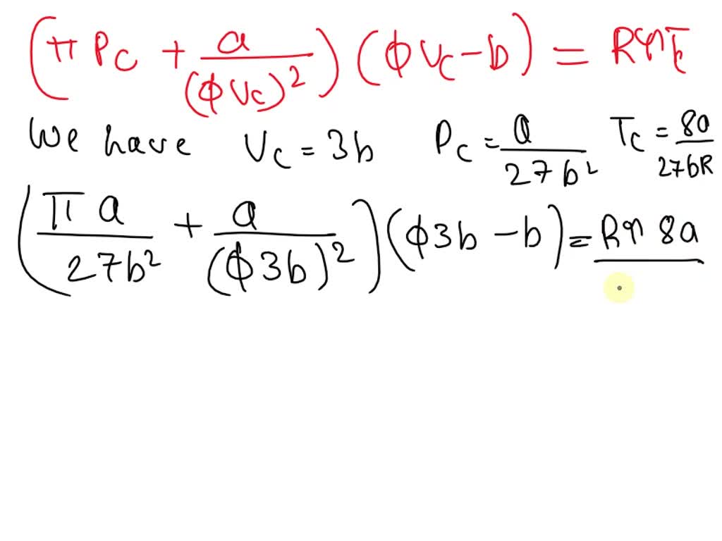 SOLVED: 1. Express the Van der Waals equation of state in terms of ...