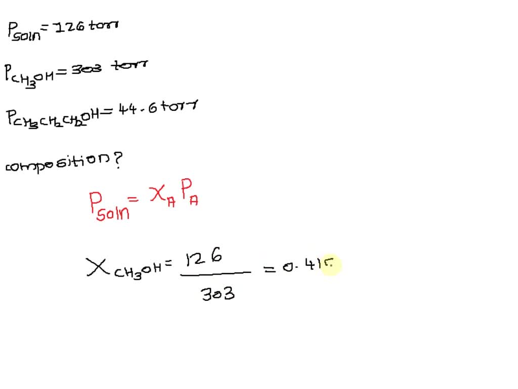 SOLVED: What is the composition of a methanol (CH3OH) – propanol ...