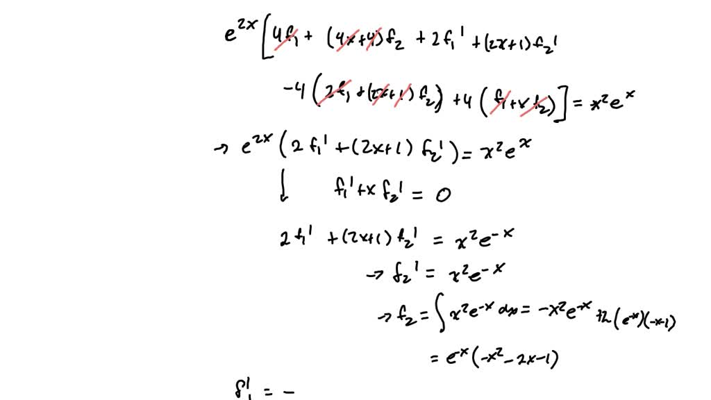 SOLVED: Solve y”-4y'+4y-(x^2)(e^x)=0 using variation of parameters ...