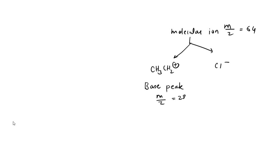 SOLVED: Using the spectrum for ethyl chloride (CH2CH2Cl), identify the molecular ion peak and ...