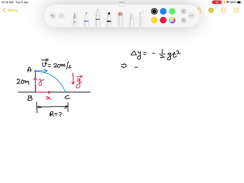 SOLVED: 'A project is projected horizontally from point A with velocity 20m/s. Horizontal range ...