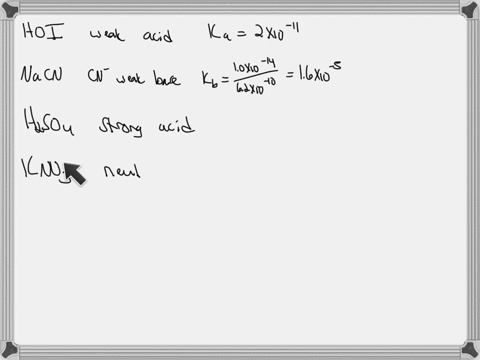 SOLVED: 'Consider the following data on some weak acids and weak bases: acid base Kh name ...