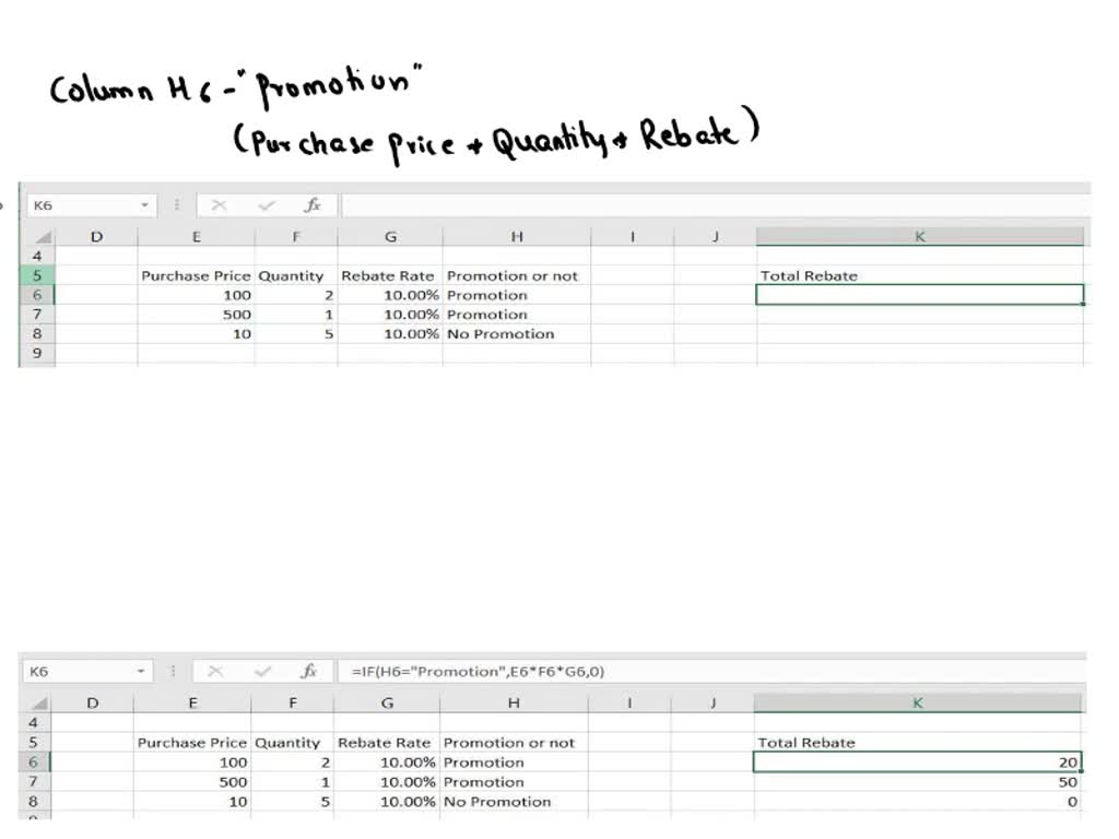 SOLVED: To calculate the rebate amount, you will create an IF function with structured ...