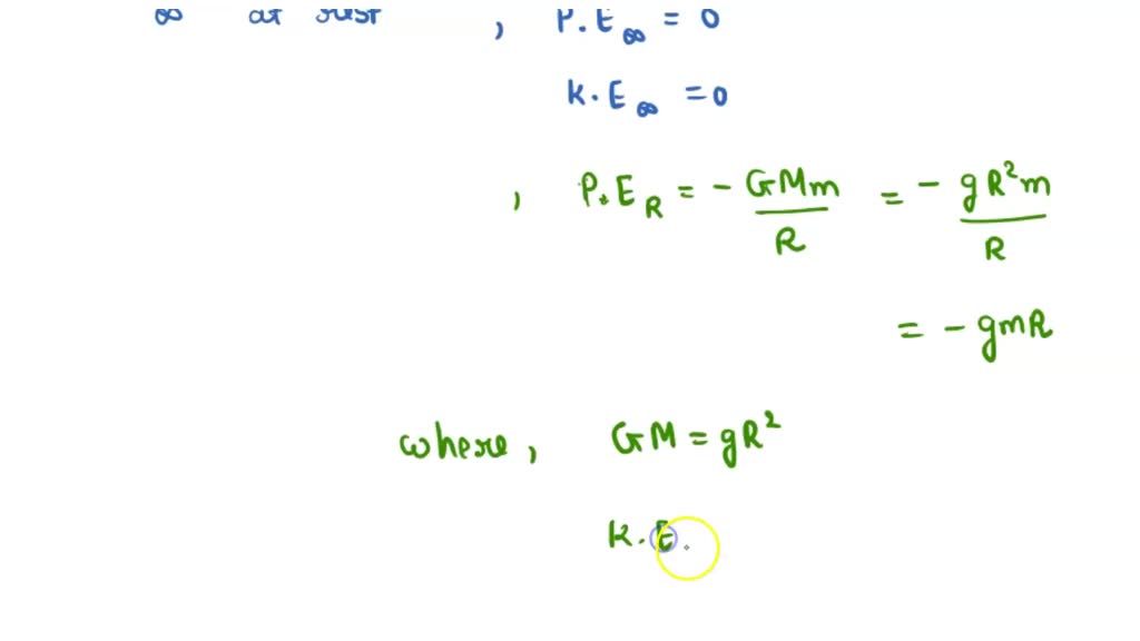 SOLVED: A particle falls from infinity to the earth. Its velocity on ...