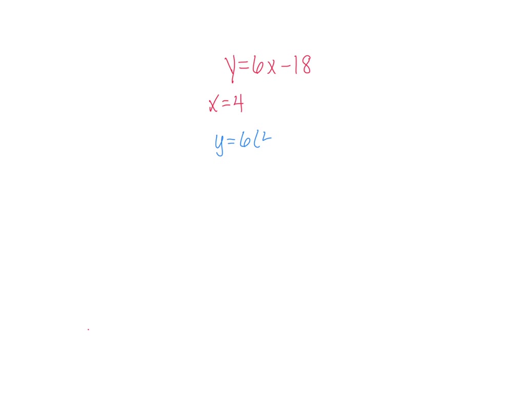 Find a solution to the linear equation y = 6x + 18 by filling in the boxes with a valid value of ...