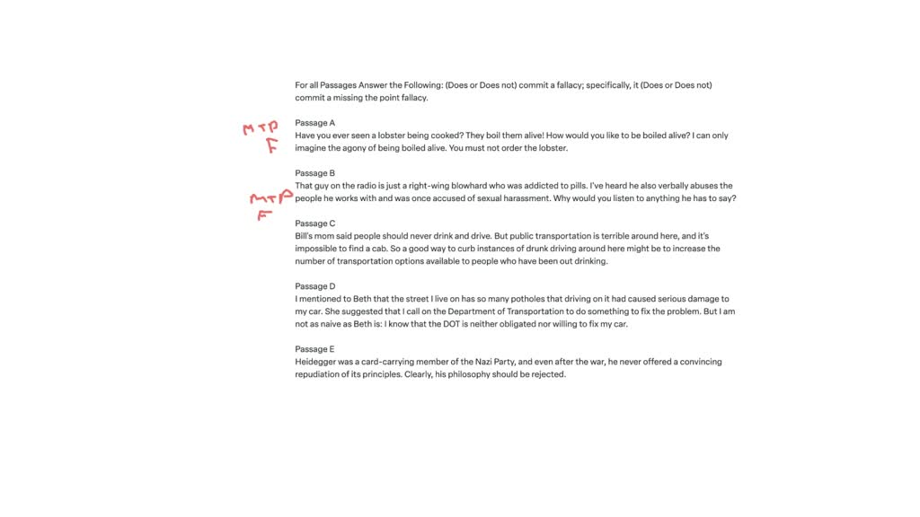 SOLVED: For all Passages Answer the Following: (Does or Does not ...