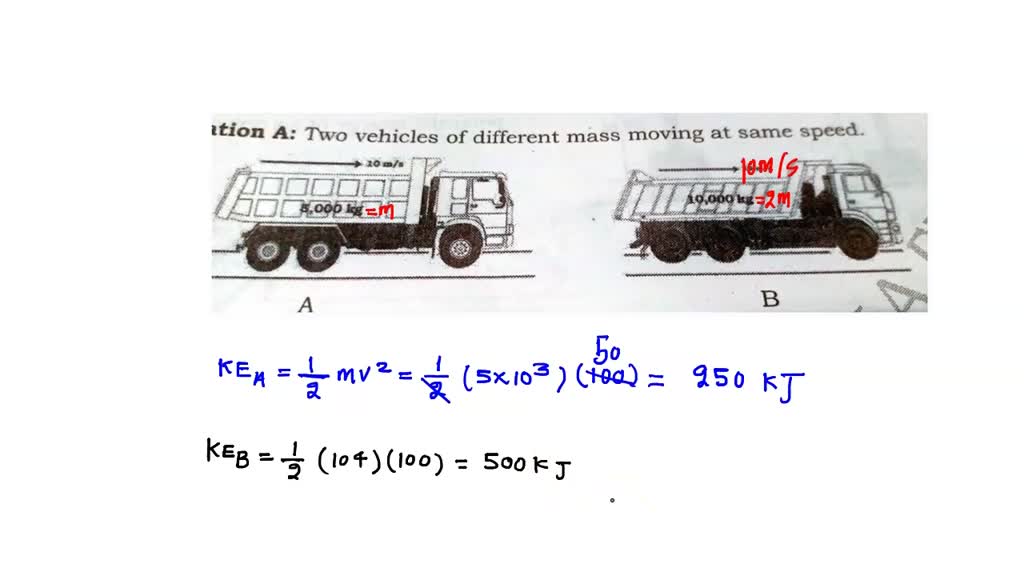 SOLVED: Two vehicles of different mass moving at the same speed. A1 ...