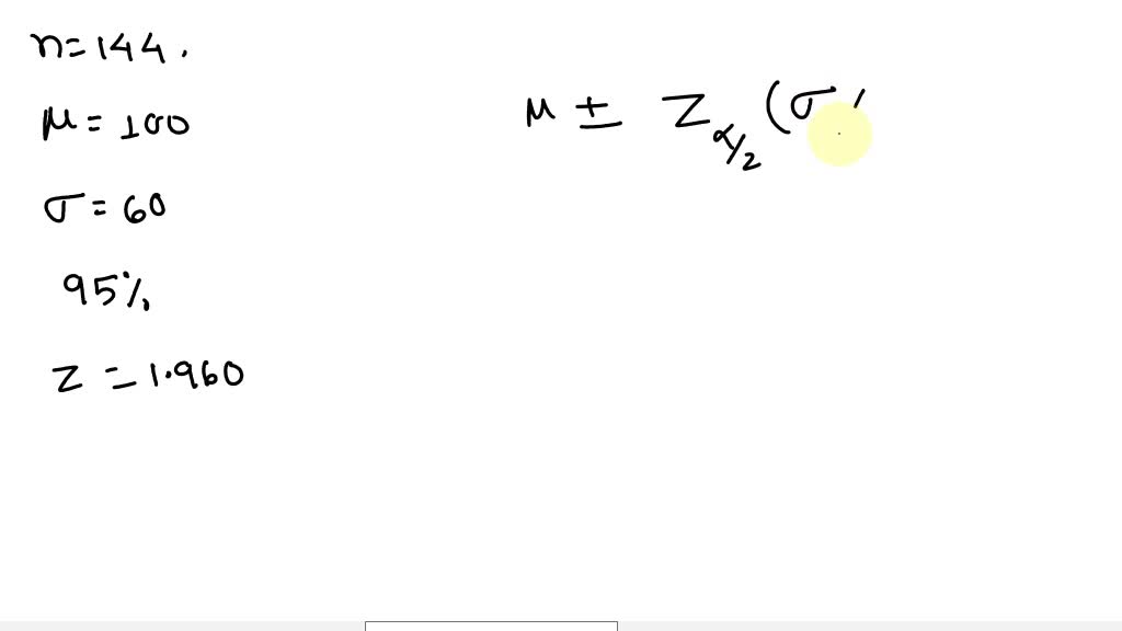 solved-a-simple-random-sample-of-144-items-resulted-in-sample-mean-of