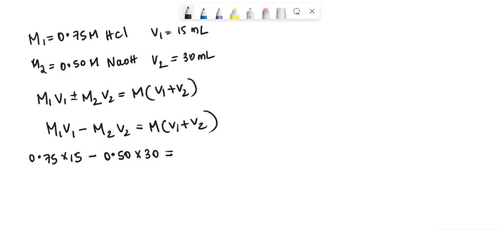 SOLVED: calculate the pH of a solution prepared by mixing 100 mL of 0.25 M HCl solution with 100 ...