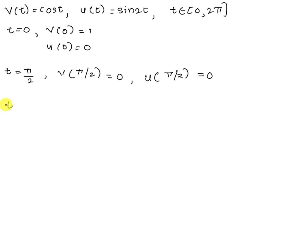 SOLVED: When two particles start at the origin with velocities v(t) = cos(t) and u(t) = sin(2t ...