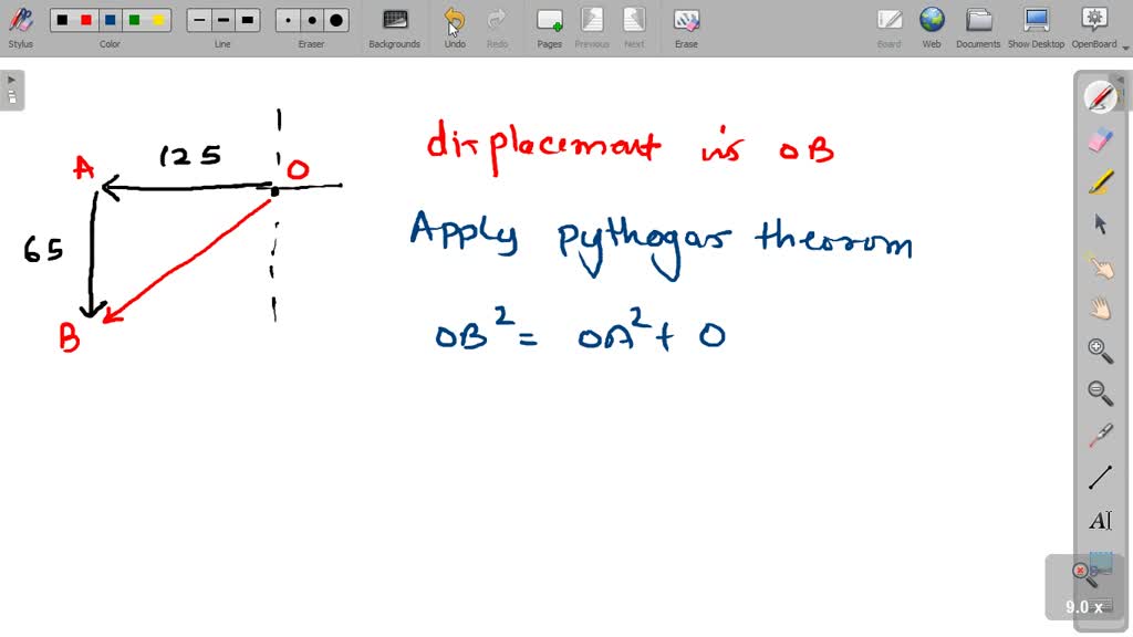 'A car is driven 125.0 km due west; then 65.0 km due south: What is the ...