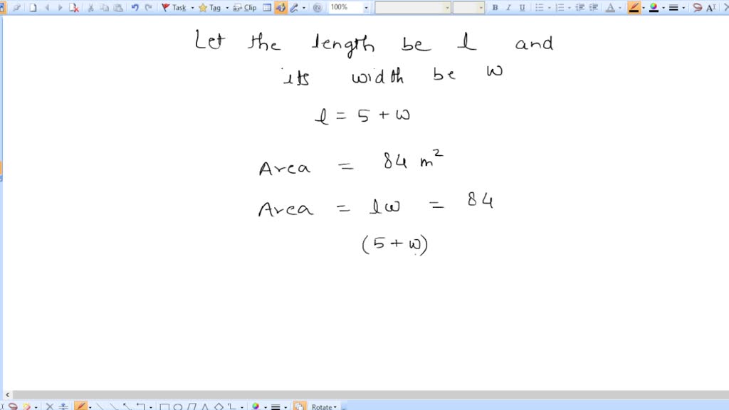 SOLVED: The length of a rectangular floor is 5m longer than its width ...