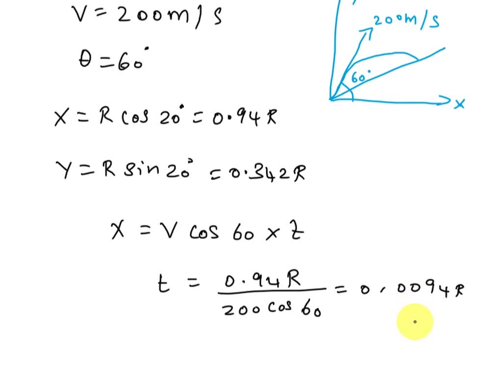 SOLVED: A projectile is launched with an initial speed of 200 m/s at an angle of 60Â° with ...