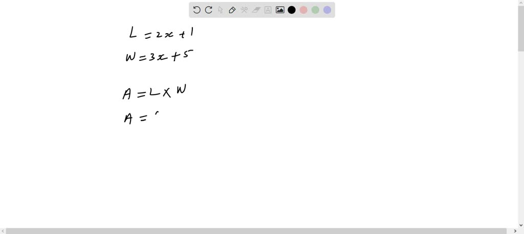SOLVED: A rectangle has a length of (3x+5) and width of (2x-1). What is ...