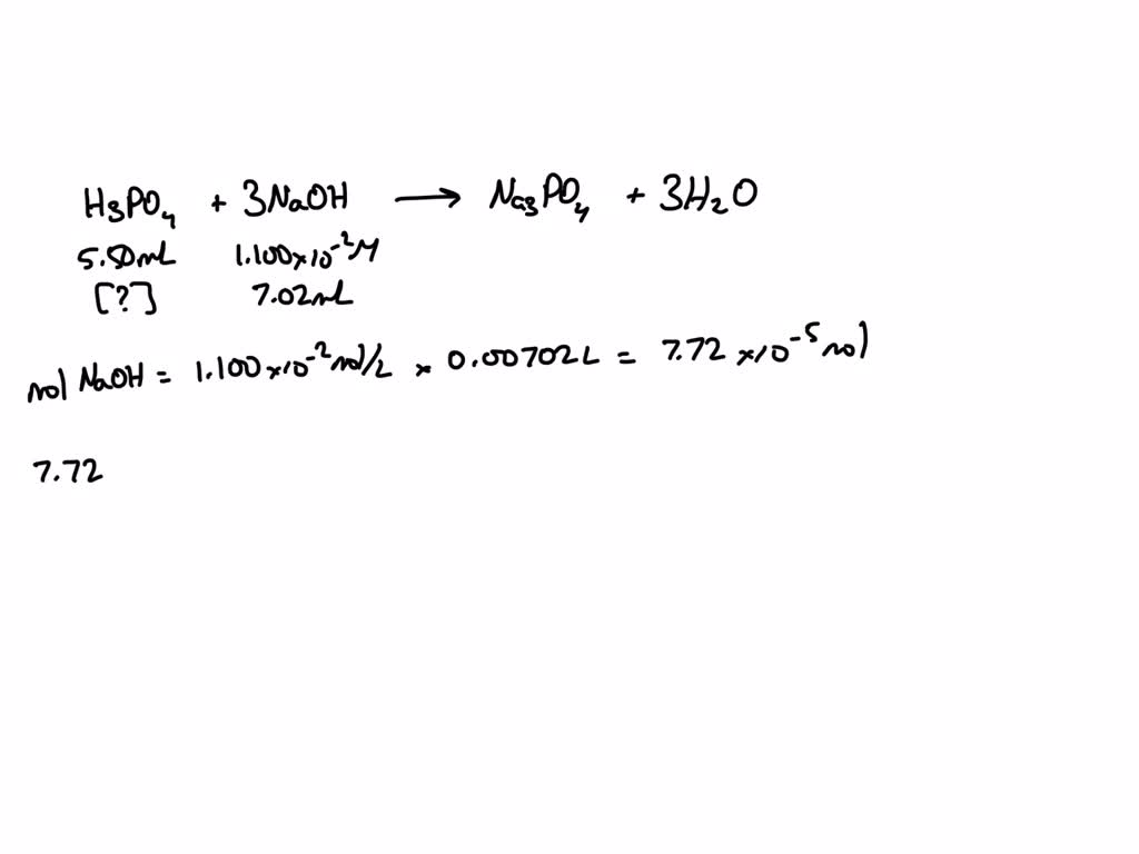 SOLVED: A 5.50 mL sample of an H3PO4 solution of unknown concentration is titrated with a 1.050Ã ...