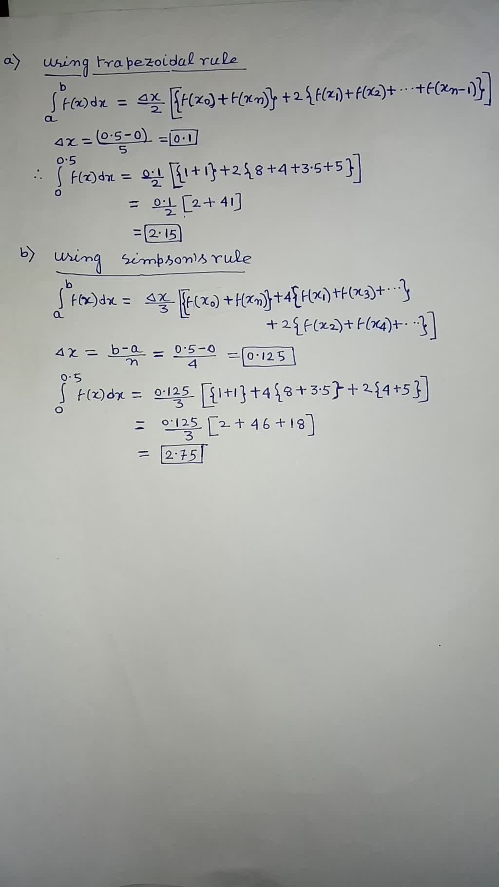 SOLVED: Evaluate the integral of the following tabular data with (a ...