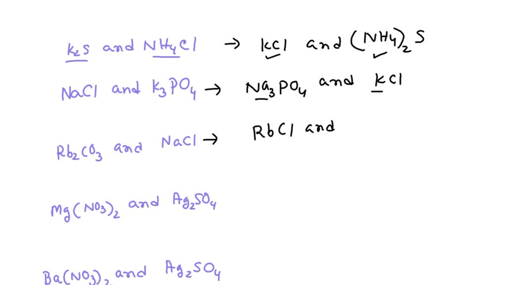 The following pairs of soluble solutions can be mixed. In some cases ...