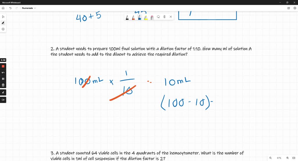 SOLVED: Q4. In the formula t0 calculate cells/ml total cell number in ...