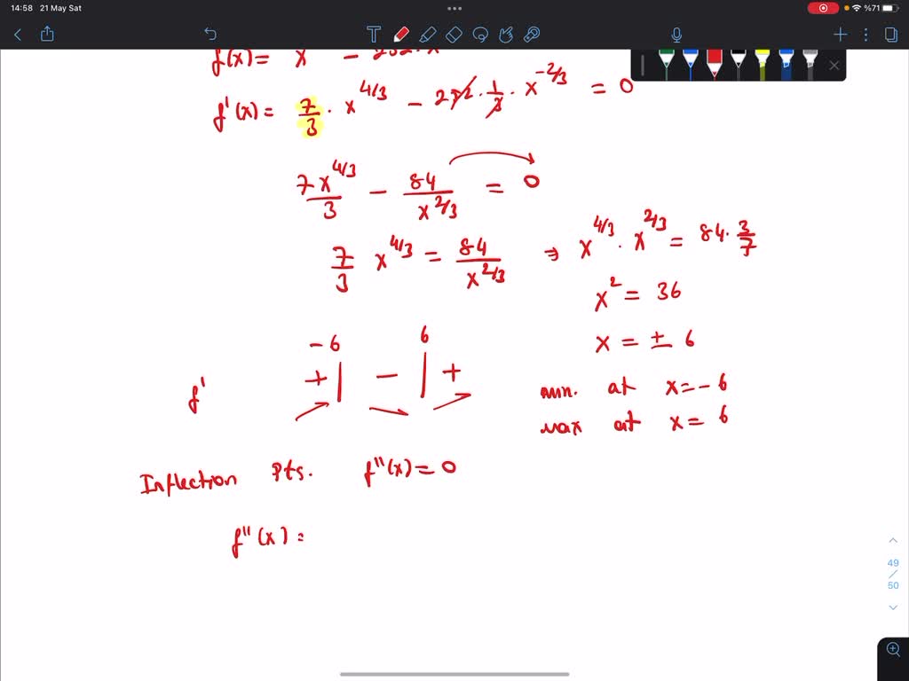 SOLVED: Let 𝑓(𝑥)=2𝑥−1/𝑥−2 . Find all critical points, points of inflection, intervals of ...