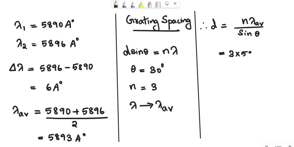 In a grating the sodium doublet (5890 Angstrom, 5896 Angstrom) is ...