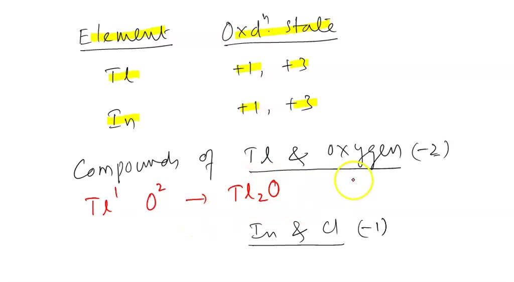 SOLVED: Thallium and indium form +1 and +3 oxidation states when in ...