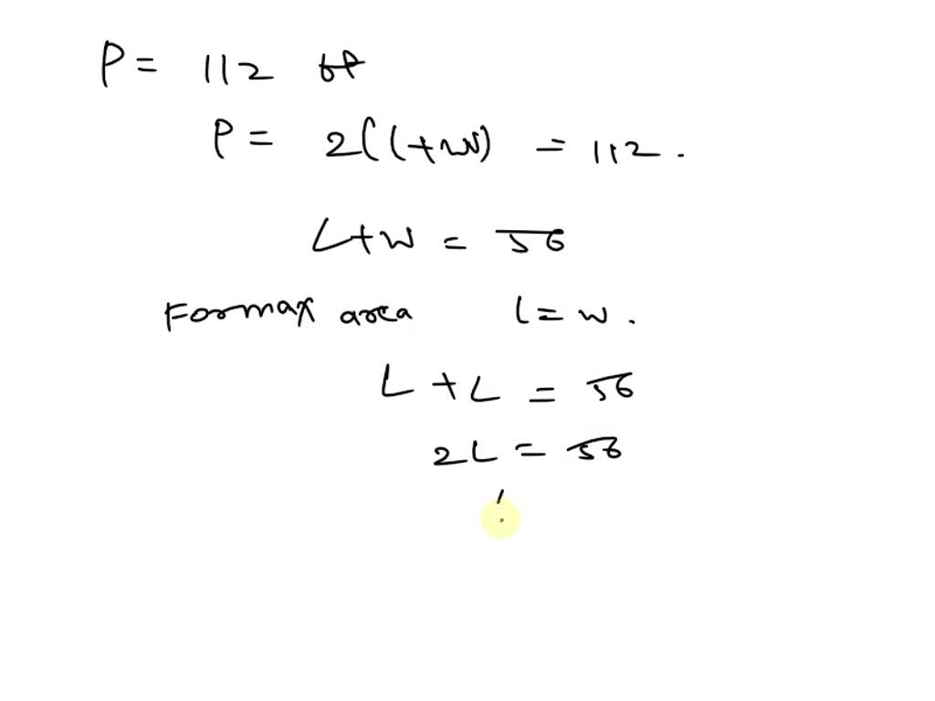 SOLVED: A carpenter is building a rectangular room with a fixed perimeter of 80 ft. What are the ...