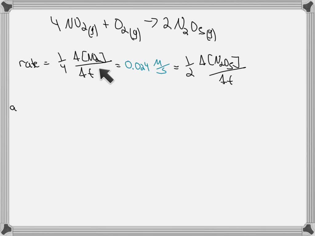 Consider the reaction 4NO2(g) + O2(g) —> 2N2O5(g). At a particular ...