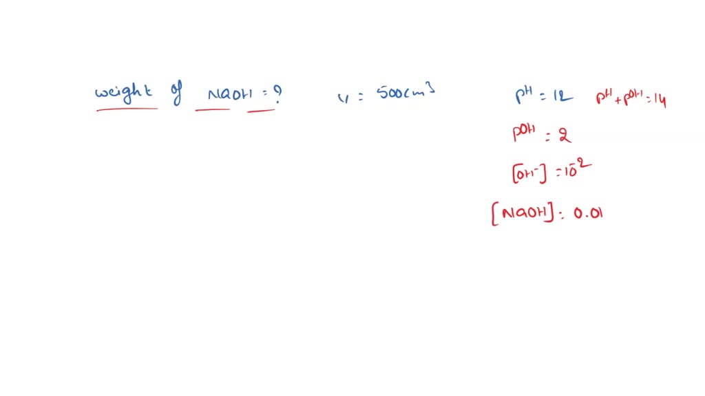 SOLVED: Calculate the mass of NaOH to be dissolved in 500 cmÂ³ of a solution to prepare a ...