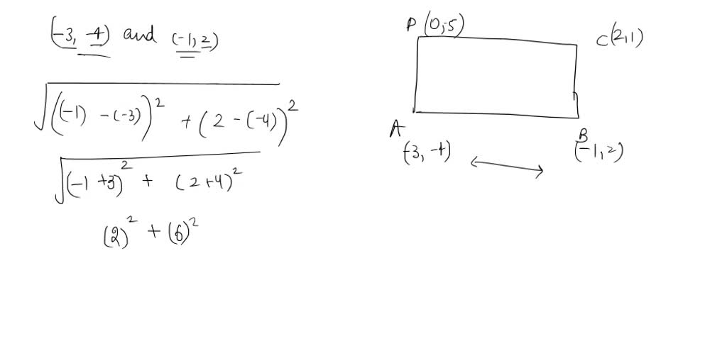 SOLVED: Rectangle ABCD has vertices A(-3,-4), B(-1,2), C(2,1), and D(0,-5). Calculate the area ...