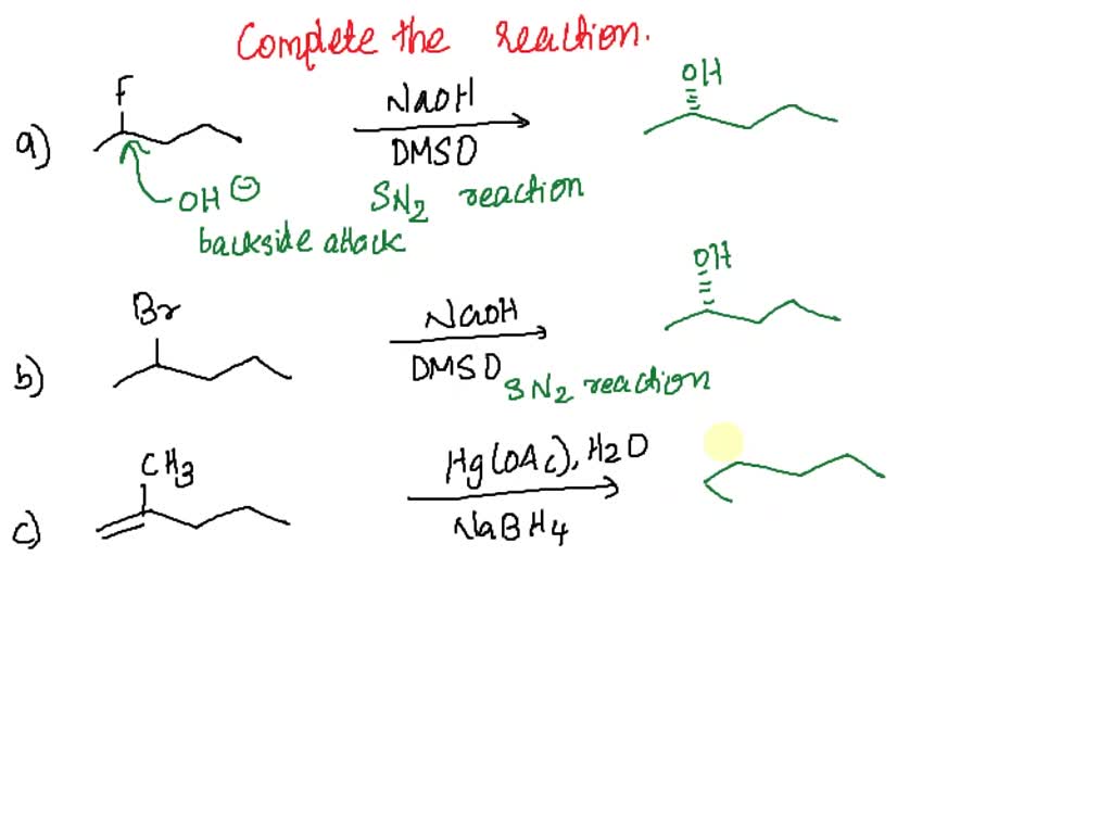 SOLVED: NaOH DMSO (q) Br NaOH DMSO Hg(OAc)/H2O NaBH4