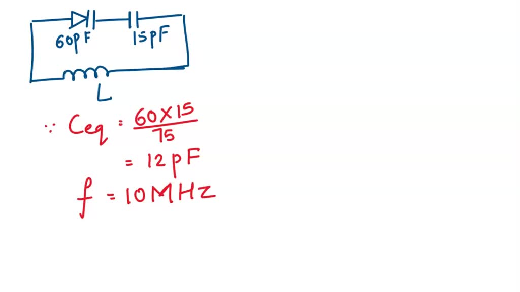 The value of capacitance of a varactor at the center of its linear range is 60 pF. This varactor ...