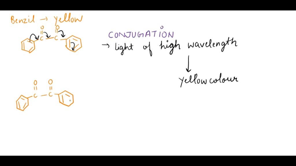 SOLVED: Why is benzil yellow? What molecular change occurs in reducing ...