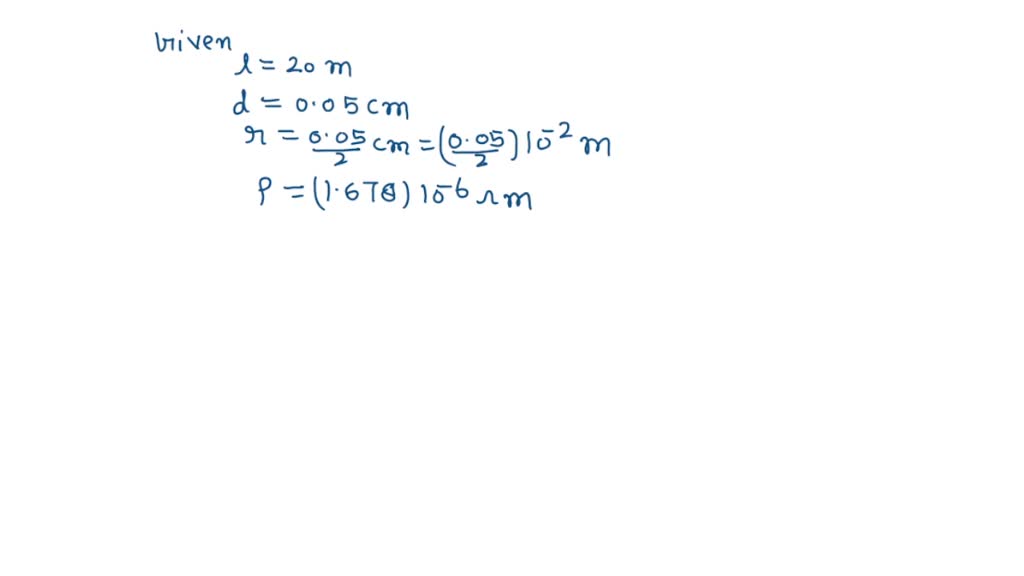 SOLVED: Calculate the resistance of a 20 meter length of copper wire ...