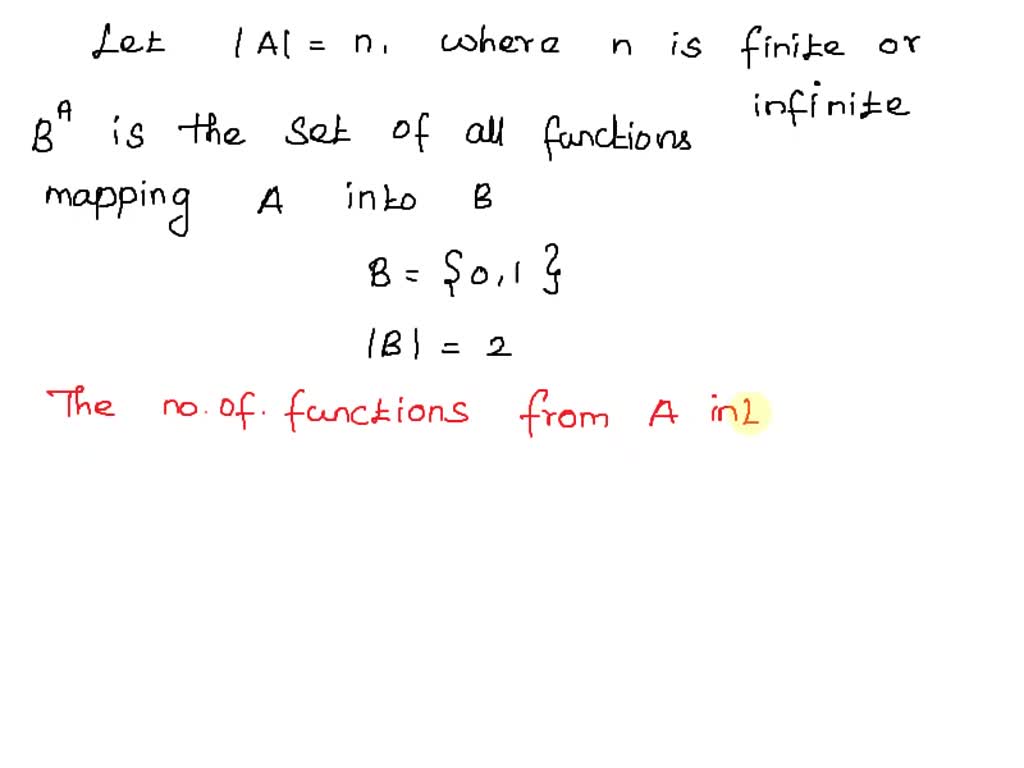 SOLVED: For any set A, finite Or infinite, let B^ be the set of all ...