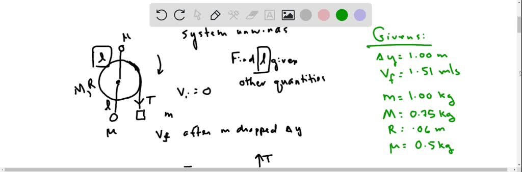 SOLVED: 1.00 kg Mass attached string wrapped around solid shaft that ...