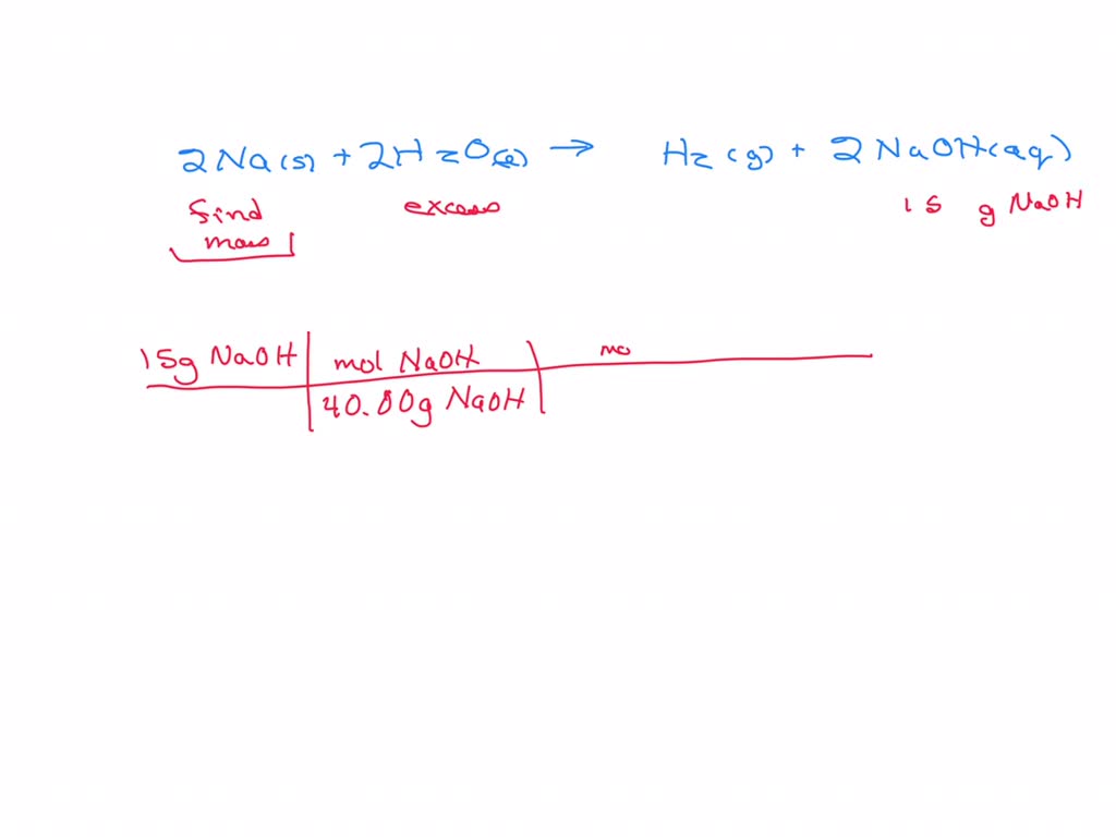 SOLVED: Texts: The substances sodium and water react to form sodium hydroxide and hydrogen gas ...