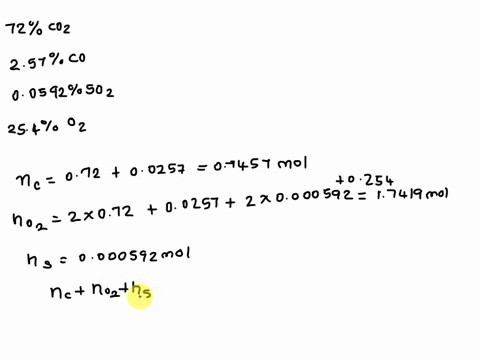 The product gas from a solid fuel combustion reaction has the following ...