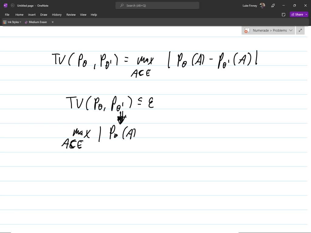 Text: Interpreting Total Variation Distance Recall from lecture that ...