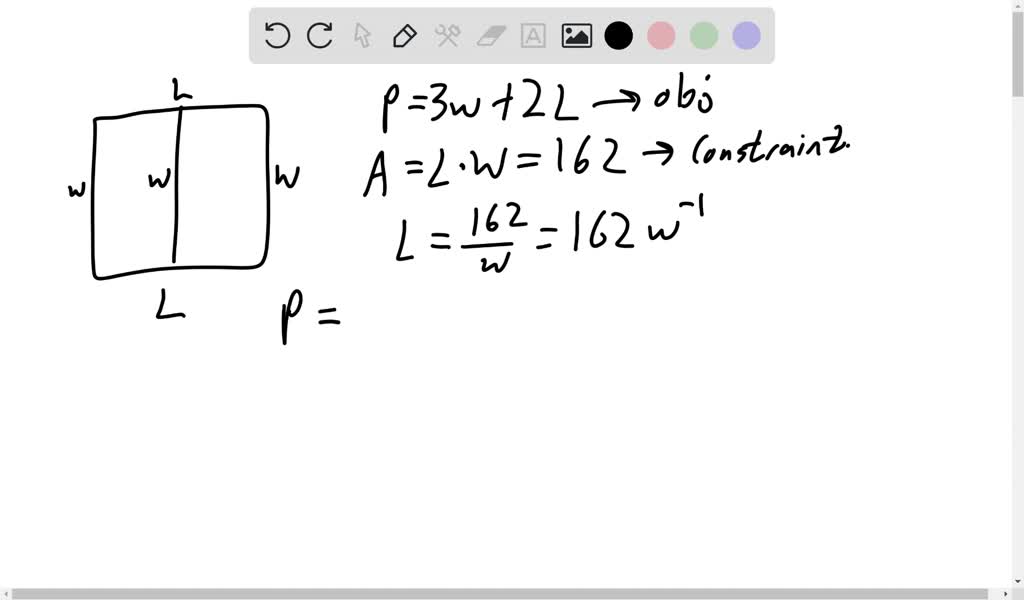 SOLVED: A rectangular corral of 162 square meters is to be fenced off ...
