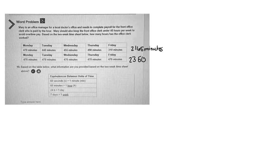 SOLVED: Word Problem: Mary is an office manager for a local doctor's ...