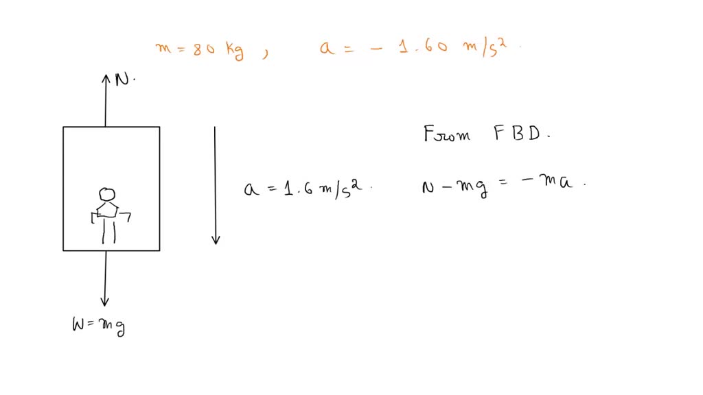 SOLVED: A 80kg person stands on a scale in an elevator. What is the ...