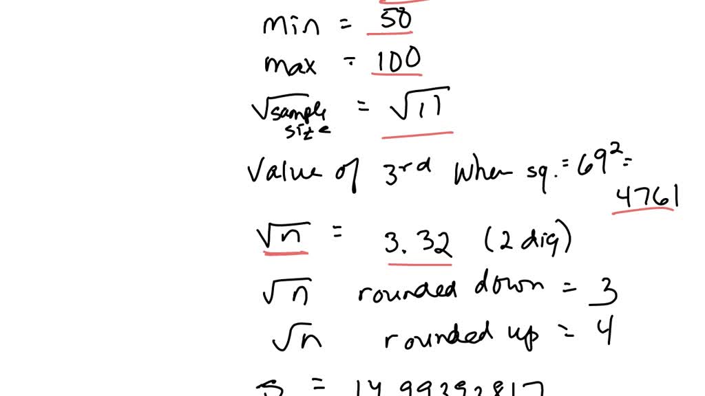 SOLVED Data 50 75 69 79 60 82 57 55 100 56 And 62 Column A 