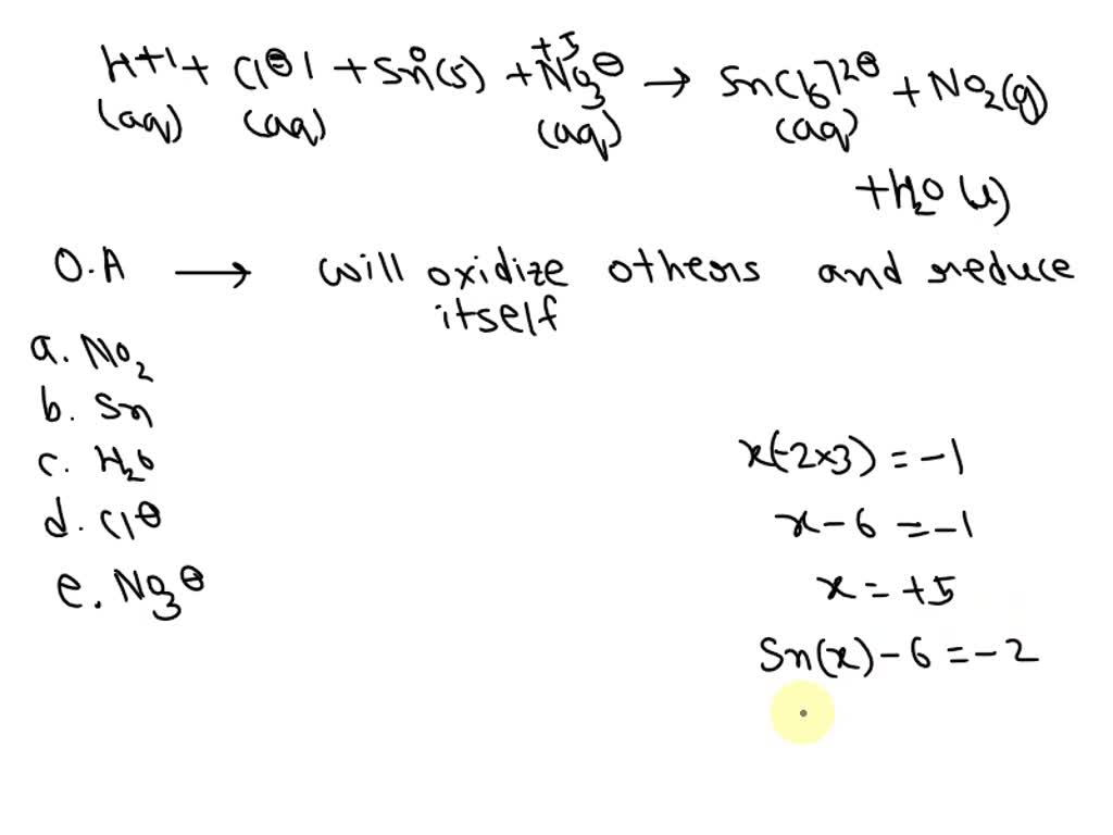 SOLVED: In the following oxidation-reduction, H+(aq) + Cl-(aq) + Sn(s ...