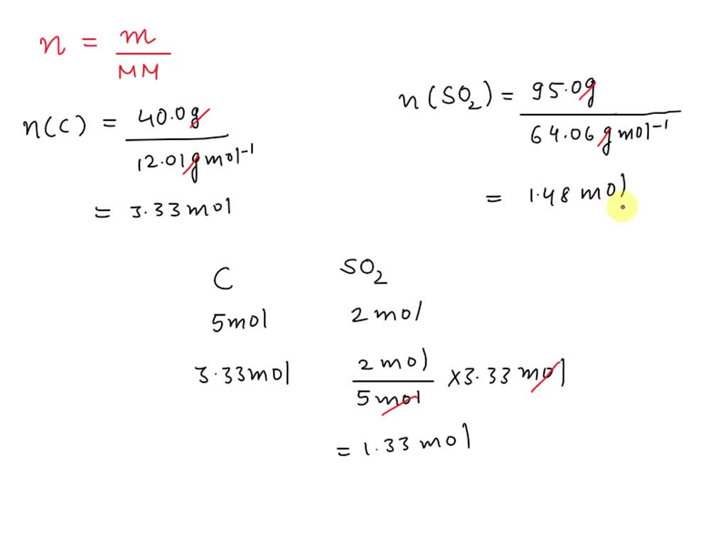 SOLVED: 5. Pure carbon reacts with sulfur dioxide gas producing liquid carbon disulfide and ...