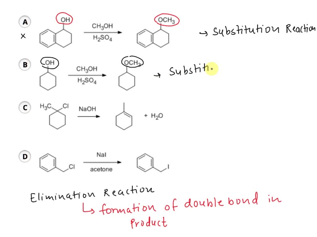 SOLVED: Q 7.9: Which of the following is an elimination reaction? A OH ...
