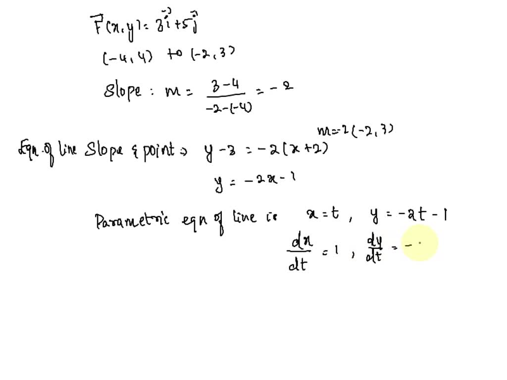 SOLVED: Sketch the vector field Fâ†’(x,y) = 3i + 5j and calculate the line integral of F along ...