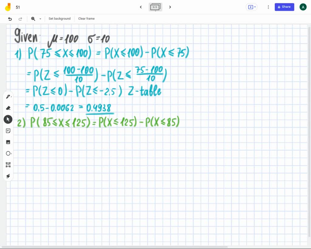 SOLVED: Given a mean of 100 and a standard deviation of 10, convert the ...