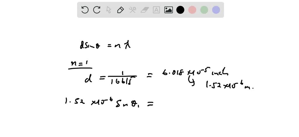 SOLVED: Calculate the difference of the angles (in degrees) of second and first diffraction ...