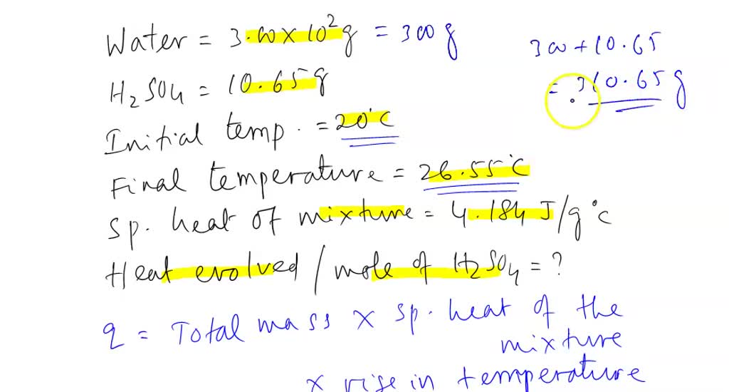 SOLVED: When pure sulfuric acid is dissolved in water, heat is evolved. In a laboratory ...